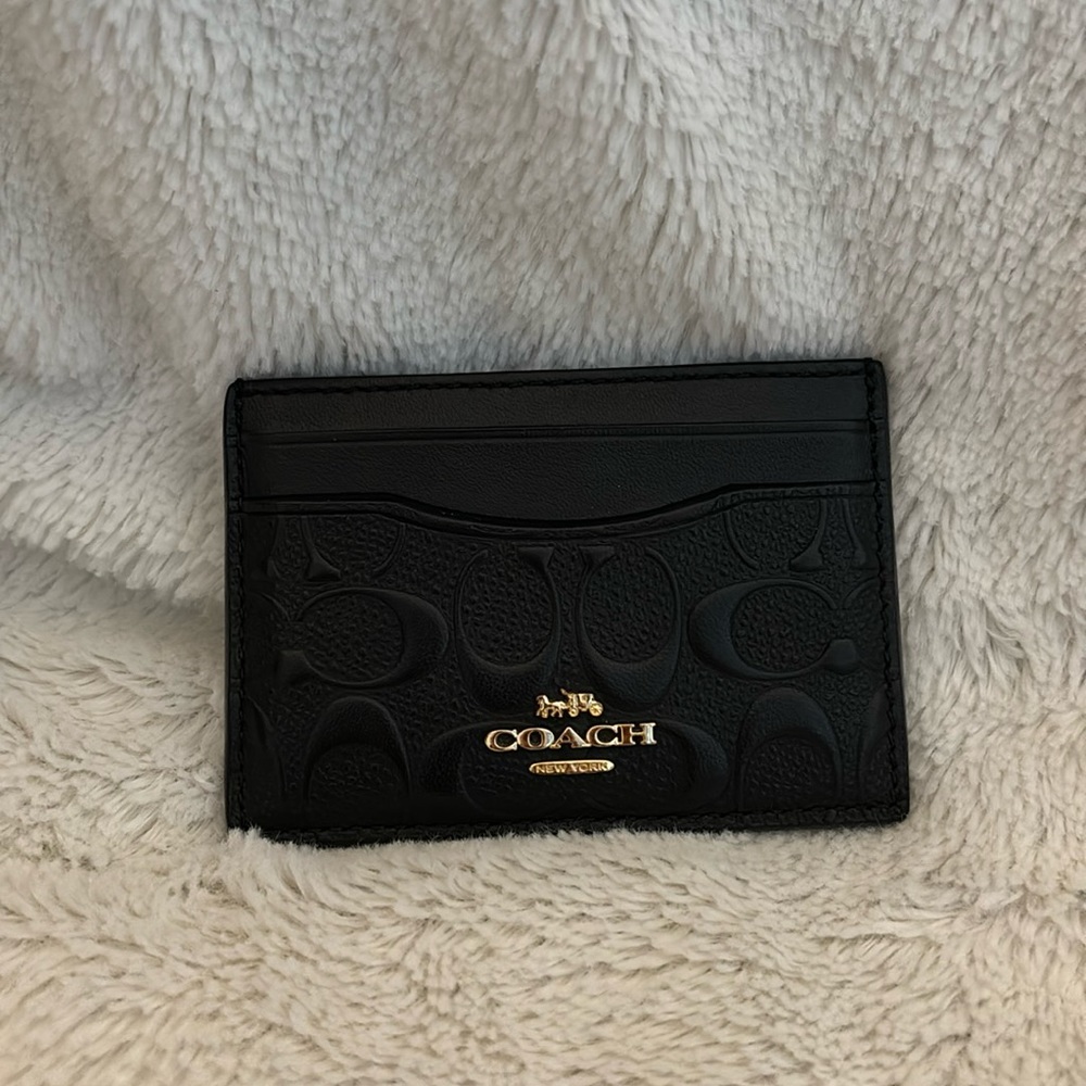 Coach Signature Leather Id Card Case - Gem